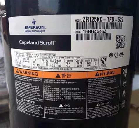 Emerson Zpd61kce Tfd 433 Copeland Scroll Refrigeration Compressor Copeland Air Conditioning
