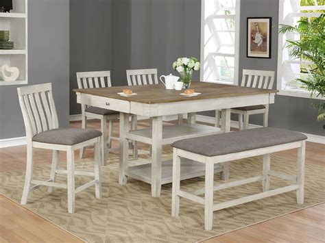 Nina White Oak 60x42 Counter Height Table Set Zzzlot