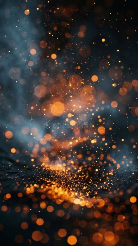 Vibrant Cosmic Particles Illuminated In A Swirling Galaxy Background At Night Stock Image