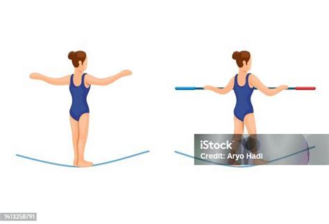 사람들은 로프 밸런스와 프리 스타일 스포츠 심볼 세트 일러스트 레이 션 벡터로 걷습니다 건강한 생활방식에 대한 스톡 벡터 아트