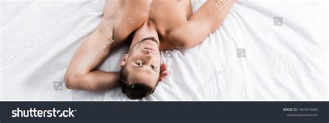 Top View Sexy Shirtless Man Posing Foto Stok Shutterstock