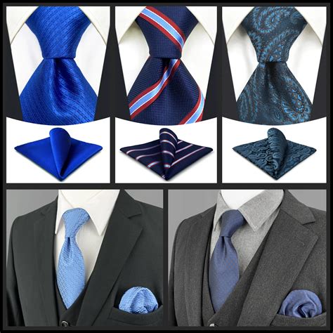 Conjunto De Corbatas Cuadradas De Bolsillo Azul Para Hombres Corbatas De Boda Coloridas Para