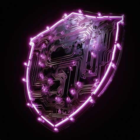 Hightech Neon Circuit Shield With Glowing Lights Premium Ai Generated Image