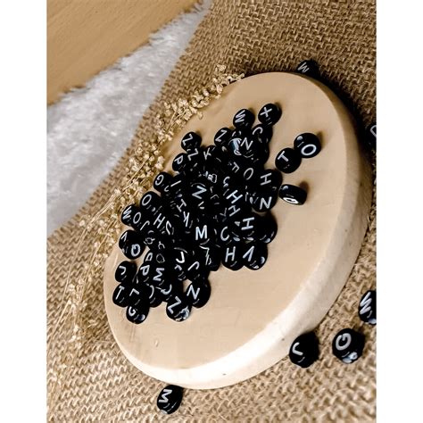Jual Manik Huruf Bulat Pipih Mote Huruf Bulat Pipih Hitam Putih Bisa Pilih Huruf Shopee
