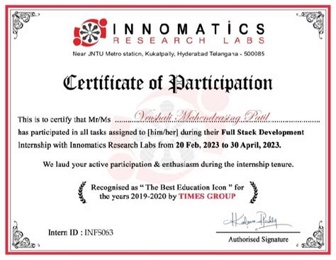 Vrushali Patil On Linkedin Innomaticsresearchlabs Internship2023