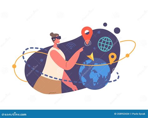 Young Woman In Vr Glasses In Front Of Ar Information Dashboard Data