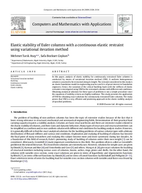 Pdf Elastic Stability Of Euler Columns With A Continuous Elastic