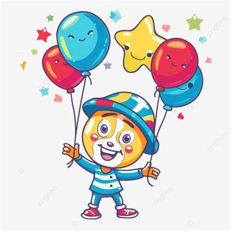 풍선과 별이 있는 화려한 만화 캐릭터 만화 캐릭터 풍선 별 Png 일러스트 및 이미지 에 대한 무료 다운로드 Pngtree