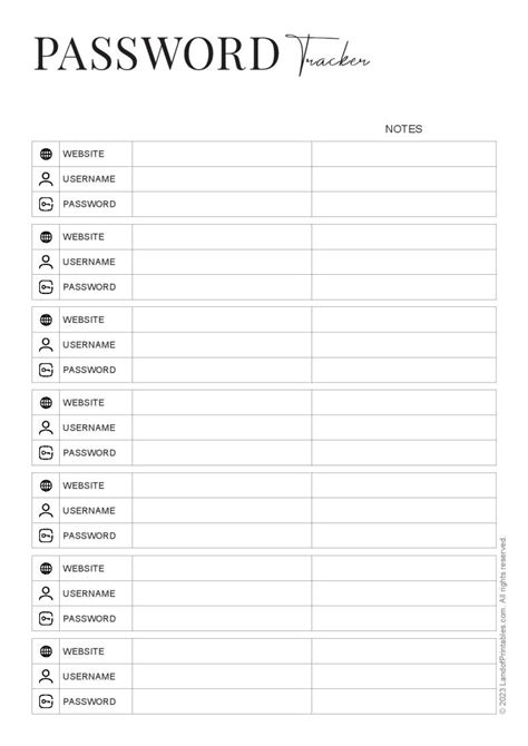 Download Your Free Password Tracker Land Of Printables