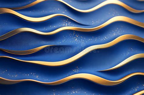 Luxury Blue And Gold Wave Abstract Background Elegant 3d Render Stock Illustration