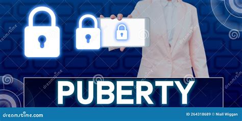 Writing Displaying Text Puberty Word For The Period Of Becoming First