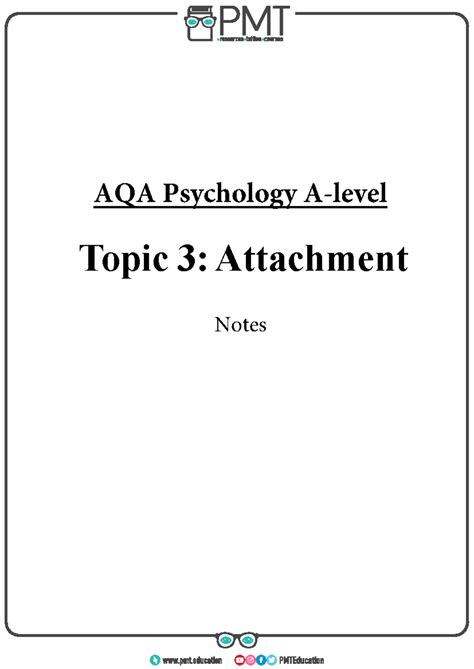 Attachment Notes AQA Psychology A Level Notes Topic Attachment Part Caregiver Infant