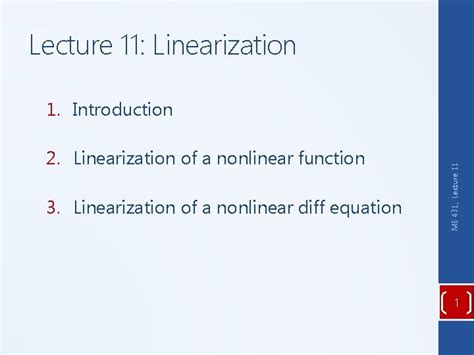 Lecture 11 Linearization 2 Linearization Of A Nonlinear