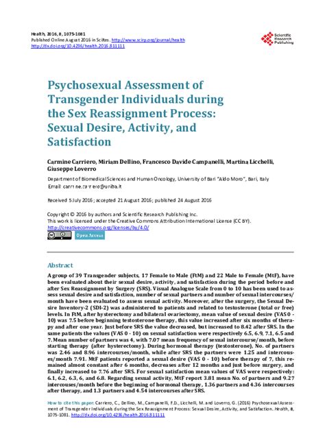 Pdf Psychosexual Assessment Of Transgender Individuals During The Sex