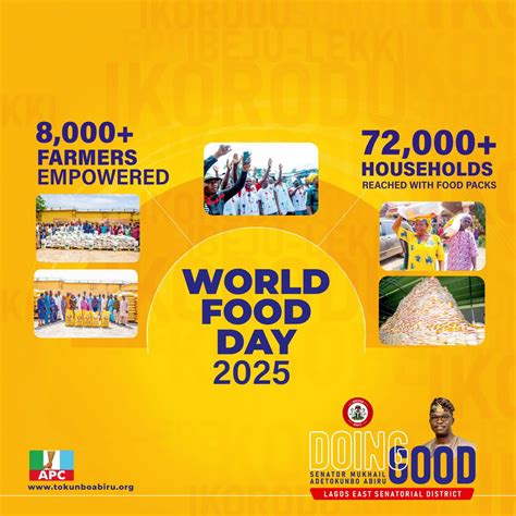 Senator Tokunbo Abiru Celebrates World Food Day 2025… Over 72 000