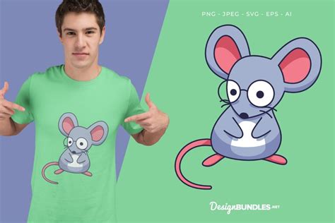 Nerd Mouse Vector Illustration For T Shirt Design