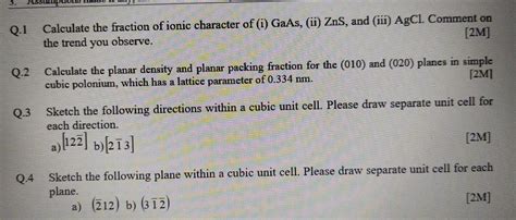 Solved Q 1 Calculate The Fraction Of Ionic Character Of I