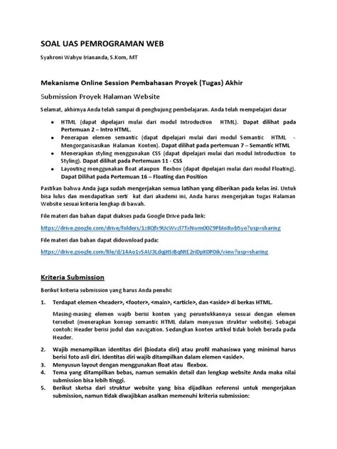 Soal Uas Web Html Css Js Pdf