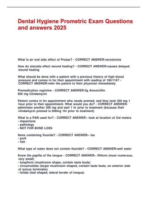 dental hygiene prometric exam questions and answers 2025 dse osce stuvia us