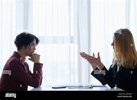 Business Communication Boss Worker Conversation Stock Photo Alamy