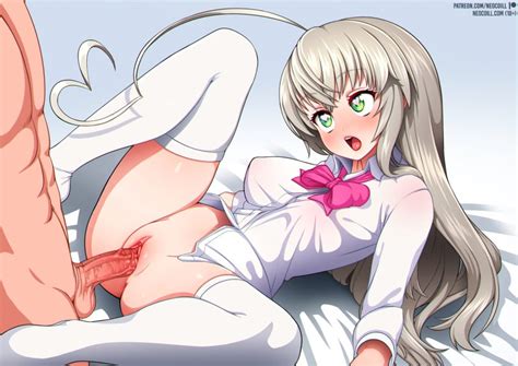 Rule 34 Ahoge Breasts Female Green Eyes Haiyore Nyaruko San Long Hair Lying Medium Breasts