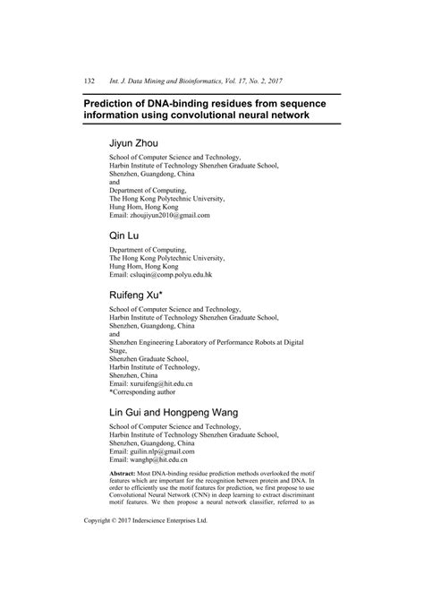 Pdf Prediction Of Dna Binding Residues From Sequence Information