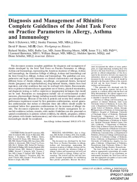 Pdf Diagnosis And Management Of Rhinitis Complete Guidelines Of The