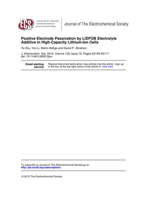 Pdf Positive Electrode Passivation By Lidfob Electrolyte Additive In