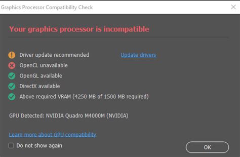 opencl unavailable and can t use photoshop adobe community 12567981