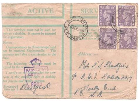 Documents And Literature Active Service Ww2 Envelope With Censor Cancel From England To Port