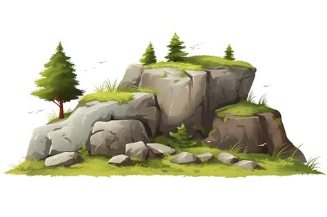 Premium Vector A Drawing Of A Landscape With Trees And Grass