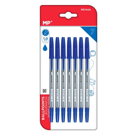 2 Lots De 7 Stylos Bille Pointe Moyenne 1 Mm Encre Bleue Chez