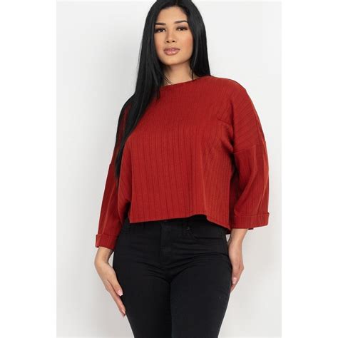 Roll Up 3 4 Sleeves Drop Shoulder Top Overstock