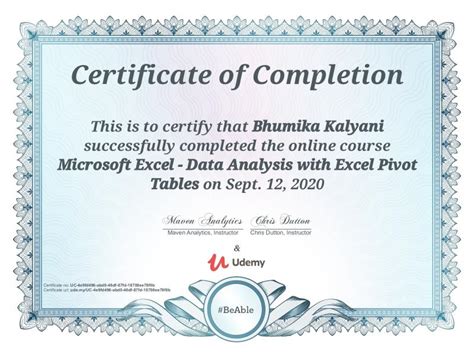 Bhumika Kalyani On Linkedin Completed Microsoft Excel Data Analysis