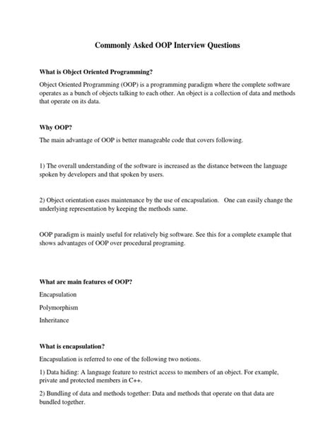 A Comprehensive Guide To Commonly Asked Object Oriented Programming