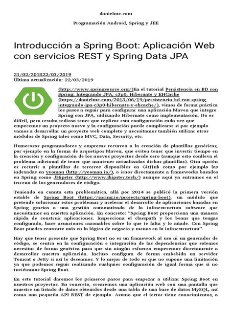 Introducción A Spring Boot Aplicación Web Con Servicios Rest Y Spring