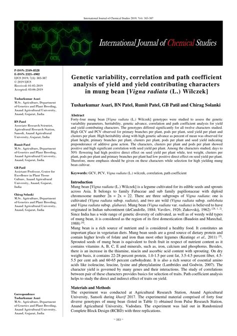 pdf genetic variability correlation and path coefficient analysis