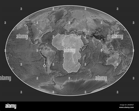 African Tectonic Plate On The Grayscale Elevation Map In The Fahey Oblique Projection Centered