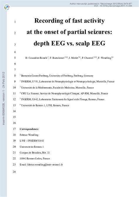 Pdf Recording Of Fast Activity At The Onset Of Partial Seizures