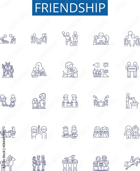 Friendship Line Icons Signs Set Design Collection Of Bonding