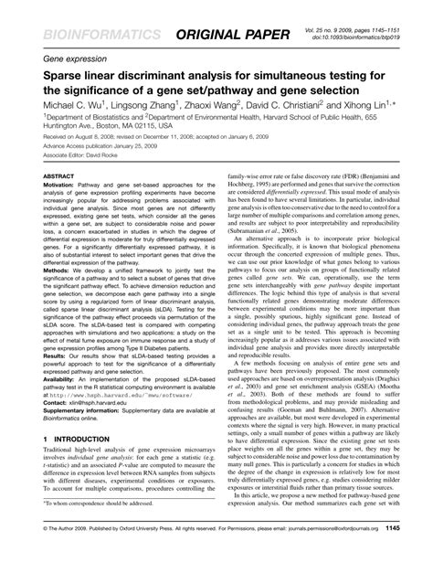 Pdf Sparse Linear Discriminant Analysis For Simultaneous Testing For