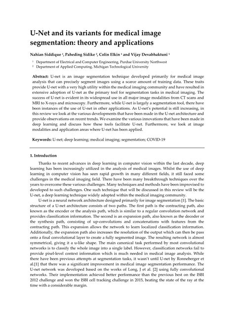PDF U Net And Its Variants For Medical Image Segmentation Theory And Applications
