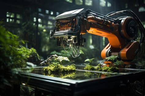 Premium Ai Image Robotic Arm Assistant Processing For Detection Weed Harvesting And Increase