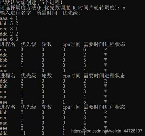 进程调度：优先数法和简单轮转法 csdn博客
