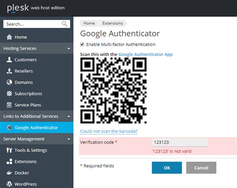 Multi Factor Authentication Mfa In Plesk Declines One Time Password That Was Sent To The