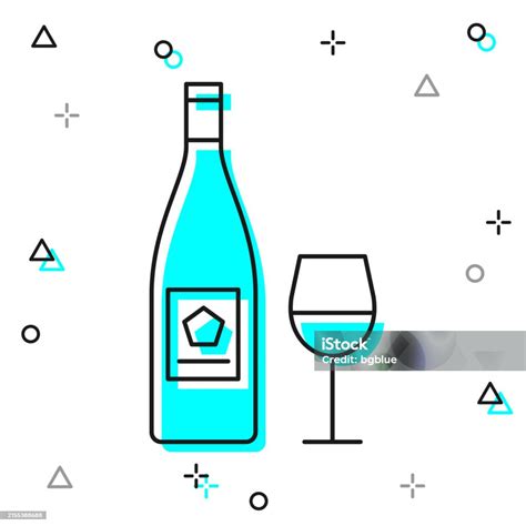 와인 병과 와인 잔 흰색 배경에 선 아이콘 와인에 대한 스톡 벡터 아트 및 기타 이미지 와인 일러스트레이션 개념 Istock