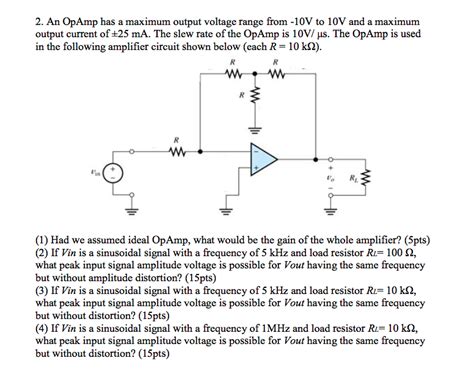 solved 2 an op amp has a maximum output voltage range from