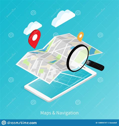 Maps Navigation Location Mobile Application Isometric Vector Stock