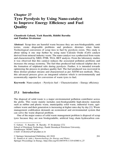 Tyre Pyrolysis By Using Nano Catalyst To Pdf Pyrolysis Catalysis