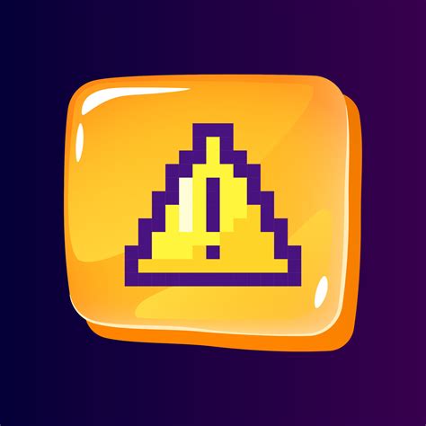 Warning Glossy Ui Button With Pixelated Color Icon Notification Important Announcement
